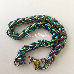 Jewelry | New Vibrant Stainless Steel Oil Slick Holographic Chain ...